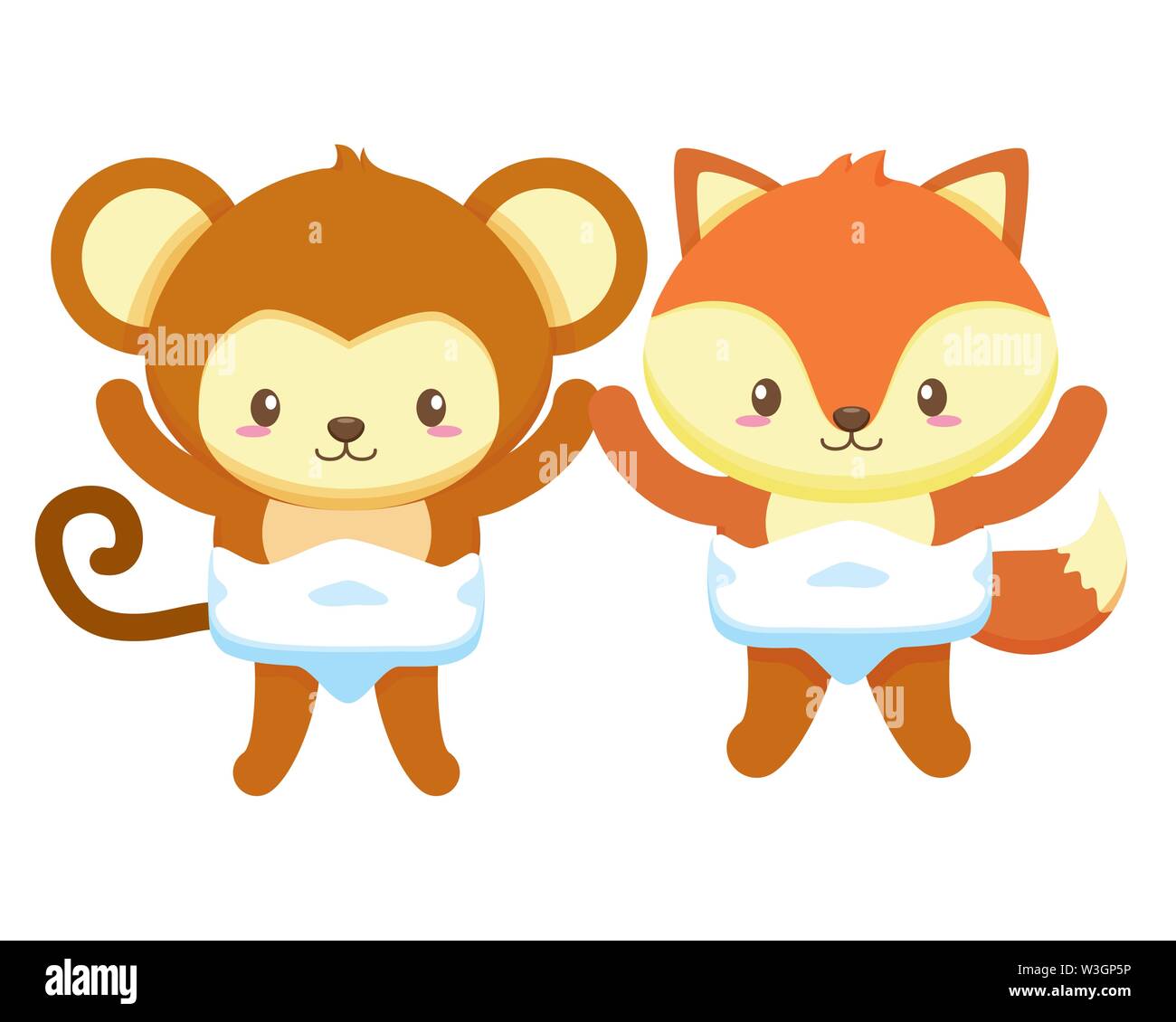 cute little monkey and fox characters Stock Vector Image & Art - Alamy