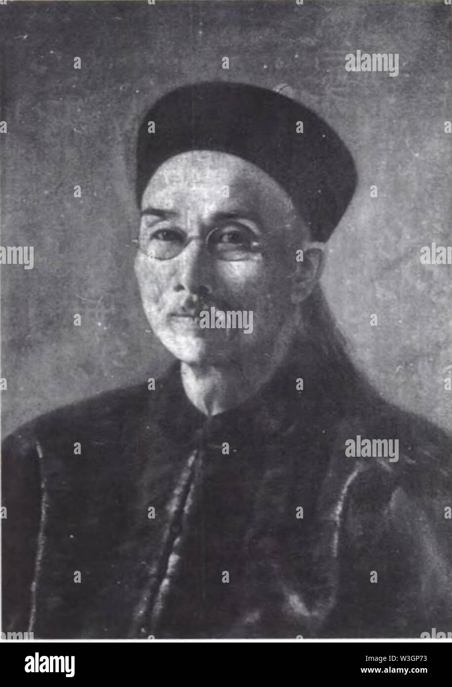Chun Afong, portrait by Hubert Vos, 1898 (black and white Stock Photo ...