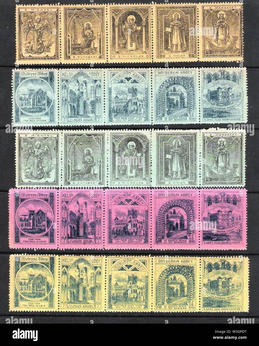 Church attendance stamps 5 Stock Photo - Alamy