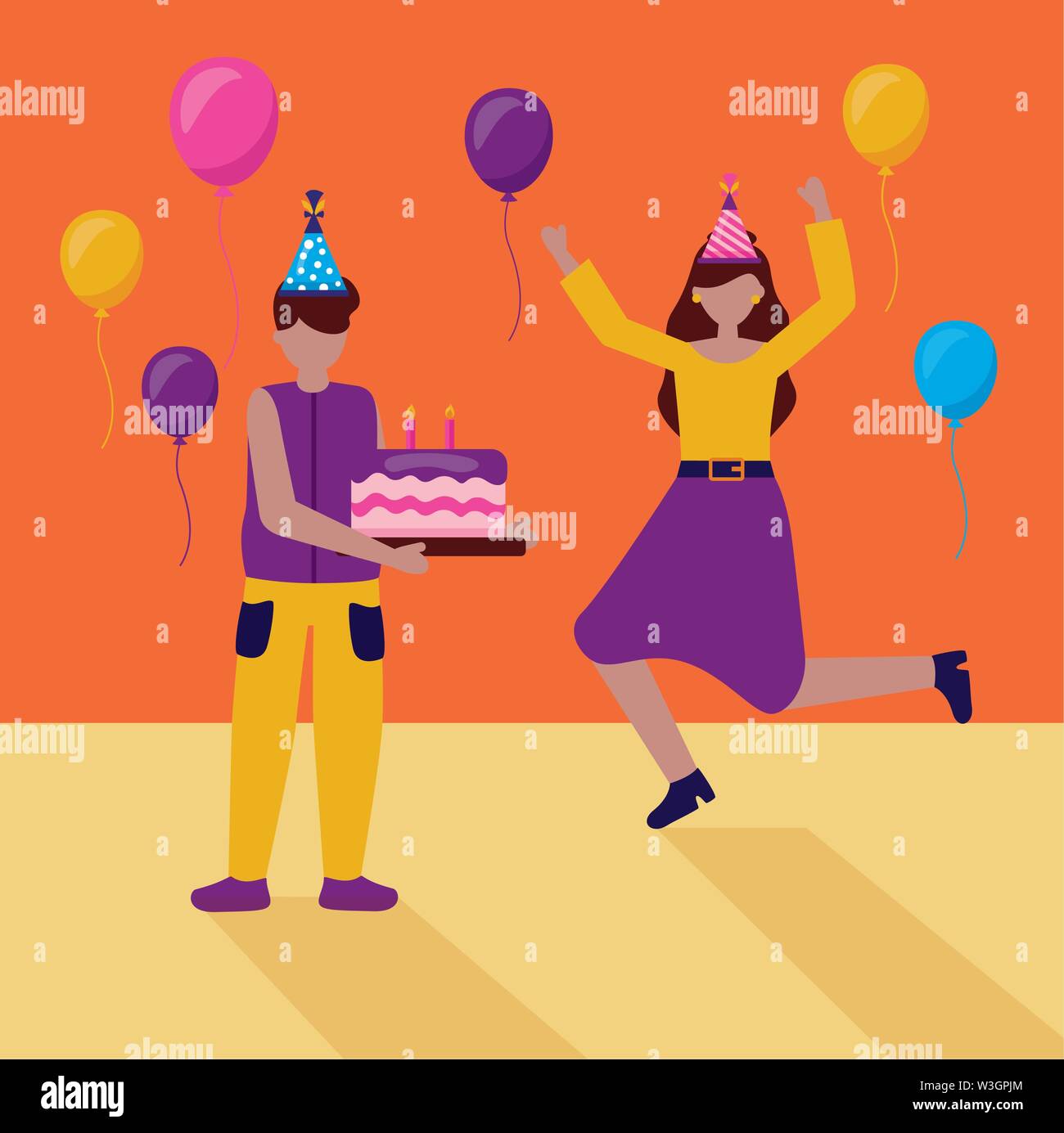 happy birthday people flat design Stock Vector Image & Art - Alamy