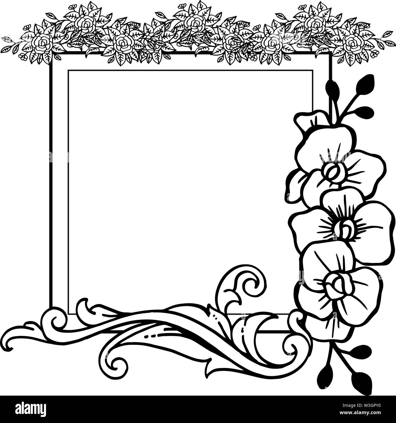 Decorative of line art frames, elegant floral frame. Vector ...