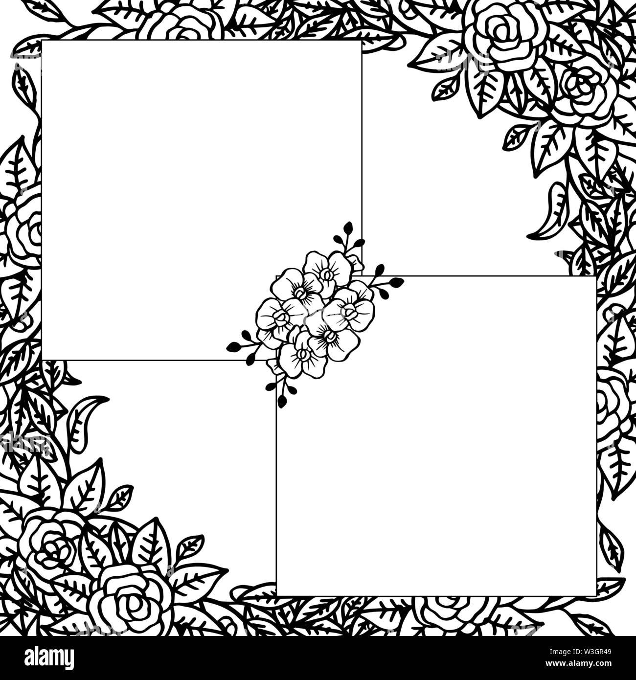Design template for cute wreath frame. Vector illustration Stock Vector ...