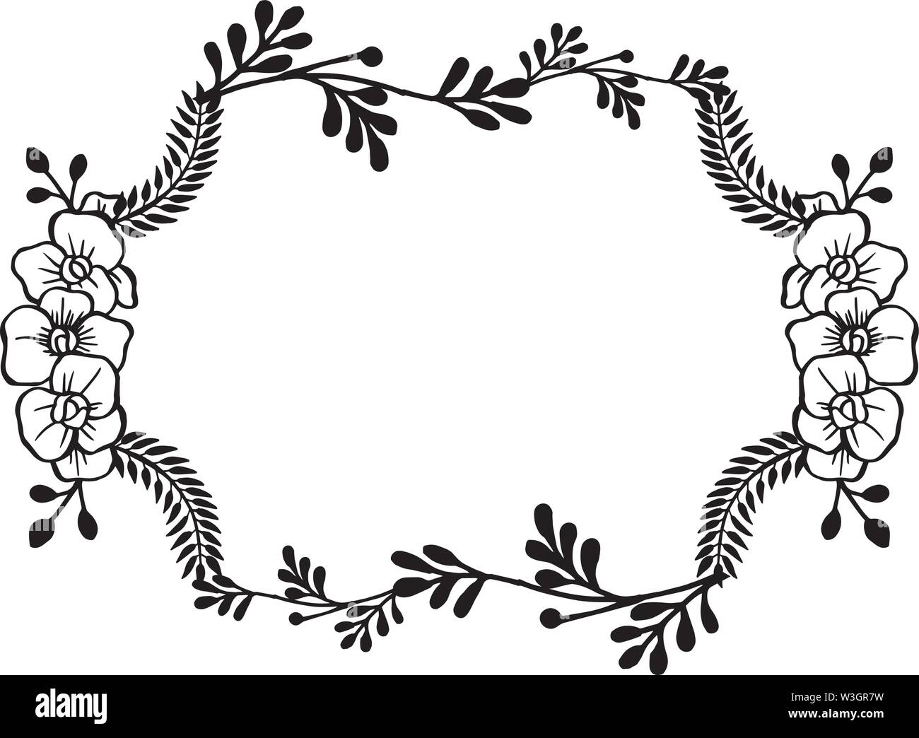 Design template for cute wreath frame. Vector illustration Stock Vector ...