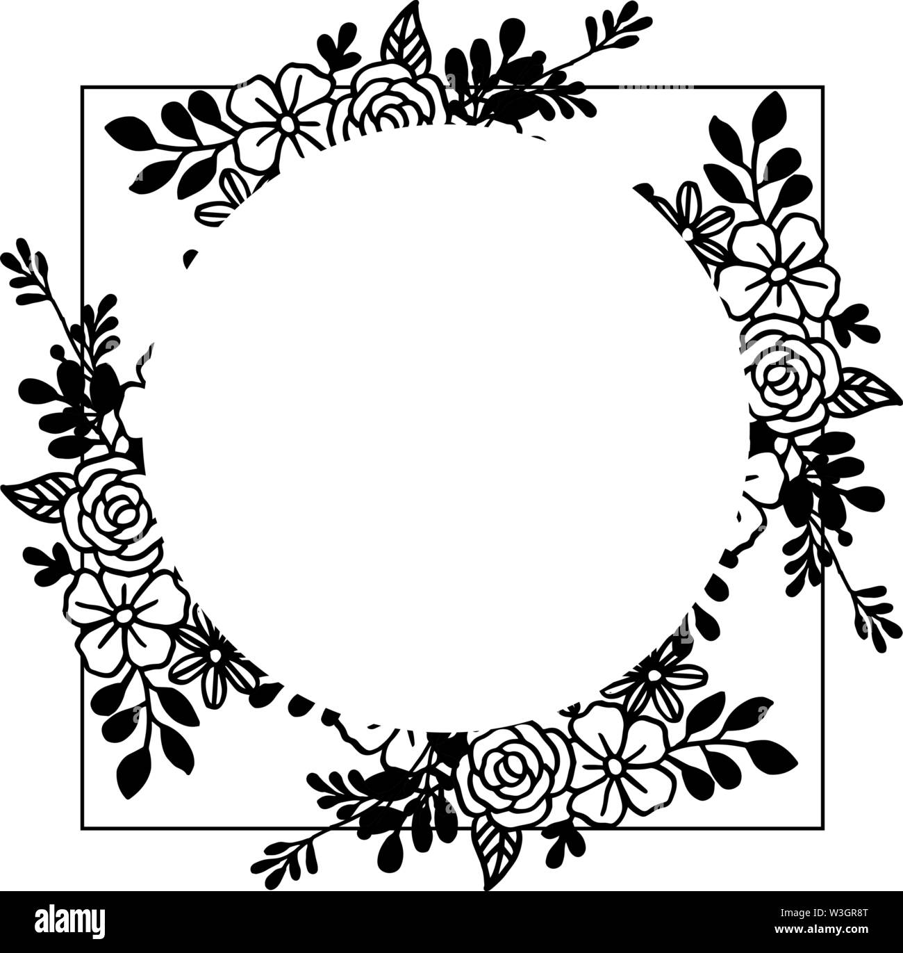 Design template for cute wreath frame. Vector illustration Stock Vector ...