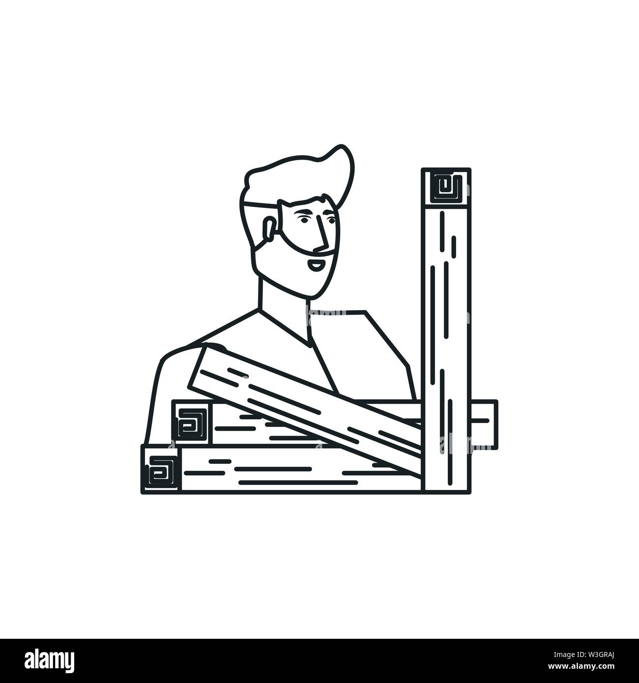 worker carpenter man with wooden vector illustration design Stock ...