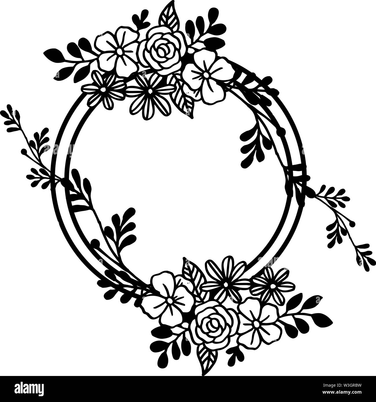 Design template for cute wreath frame. Vector illustration Stock Vector ...