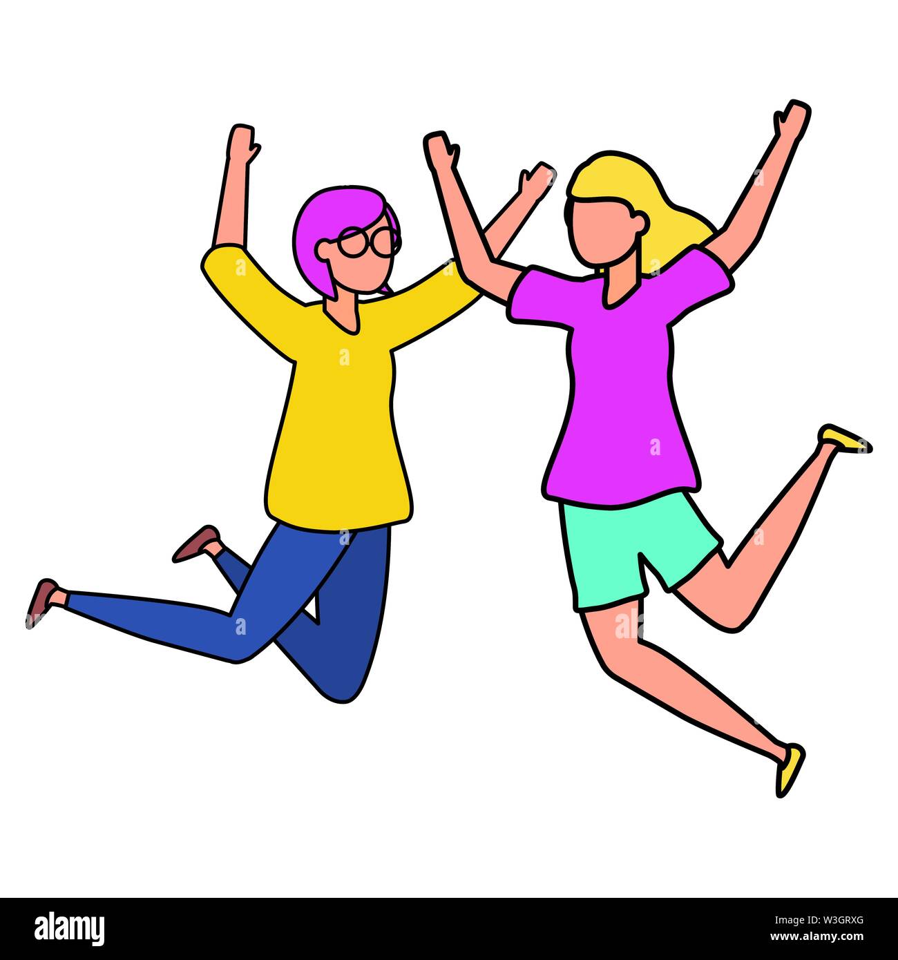 celebrating women happy jumping characters Stock Vector Image & Art - Alamy