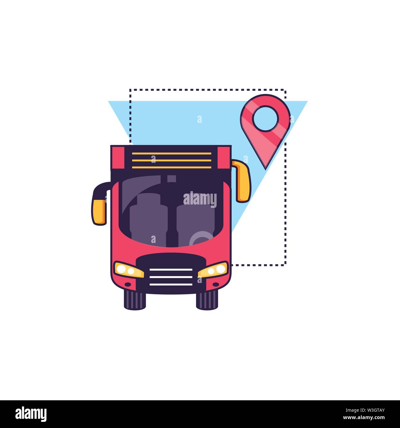 bus transport vehicle with pin location vector illustration design ...