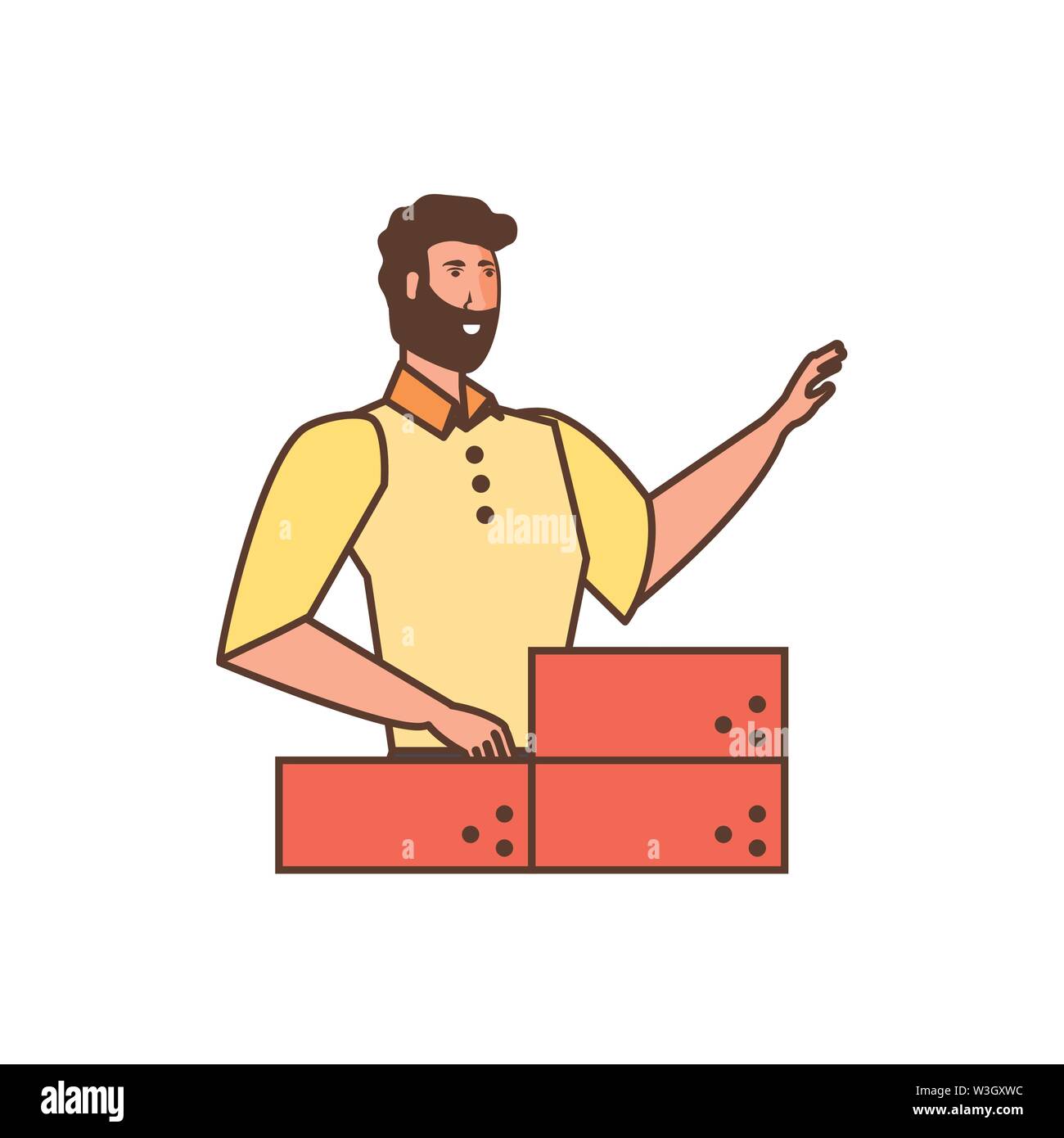 worker construction man with bricks vector illustration design Stock ...