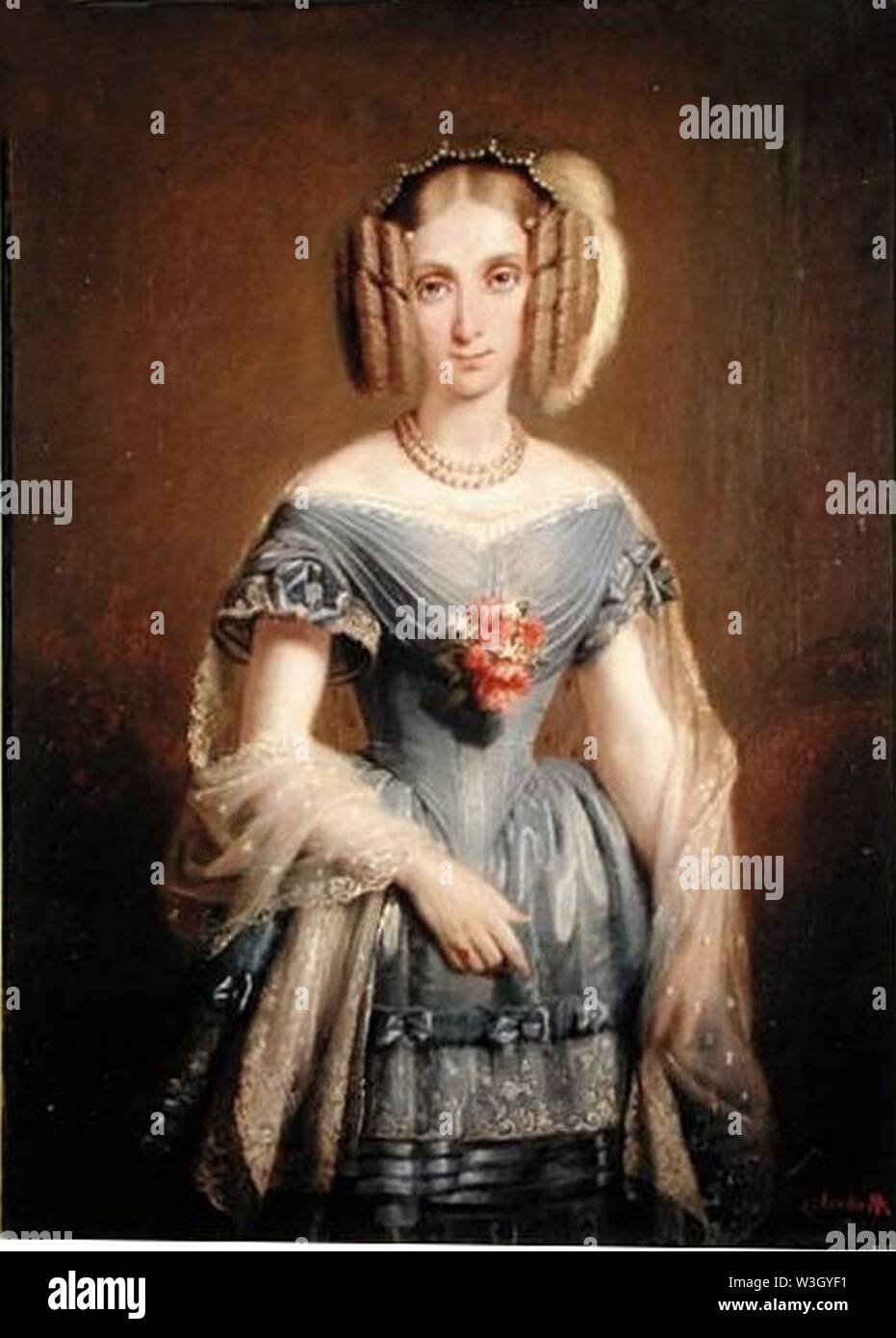 Circa 1850 portrait of Louise of Orléans by Alexandre Robert Stock ...