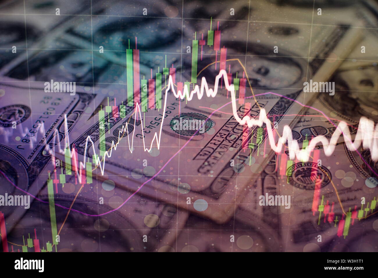Abstract financial trading graphs on monitor. Background with currency ...