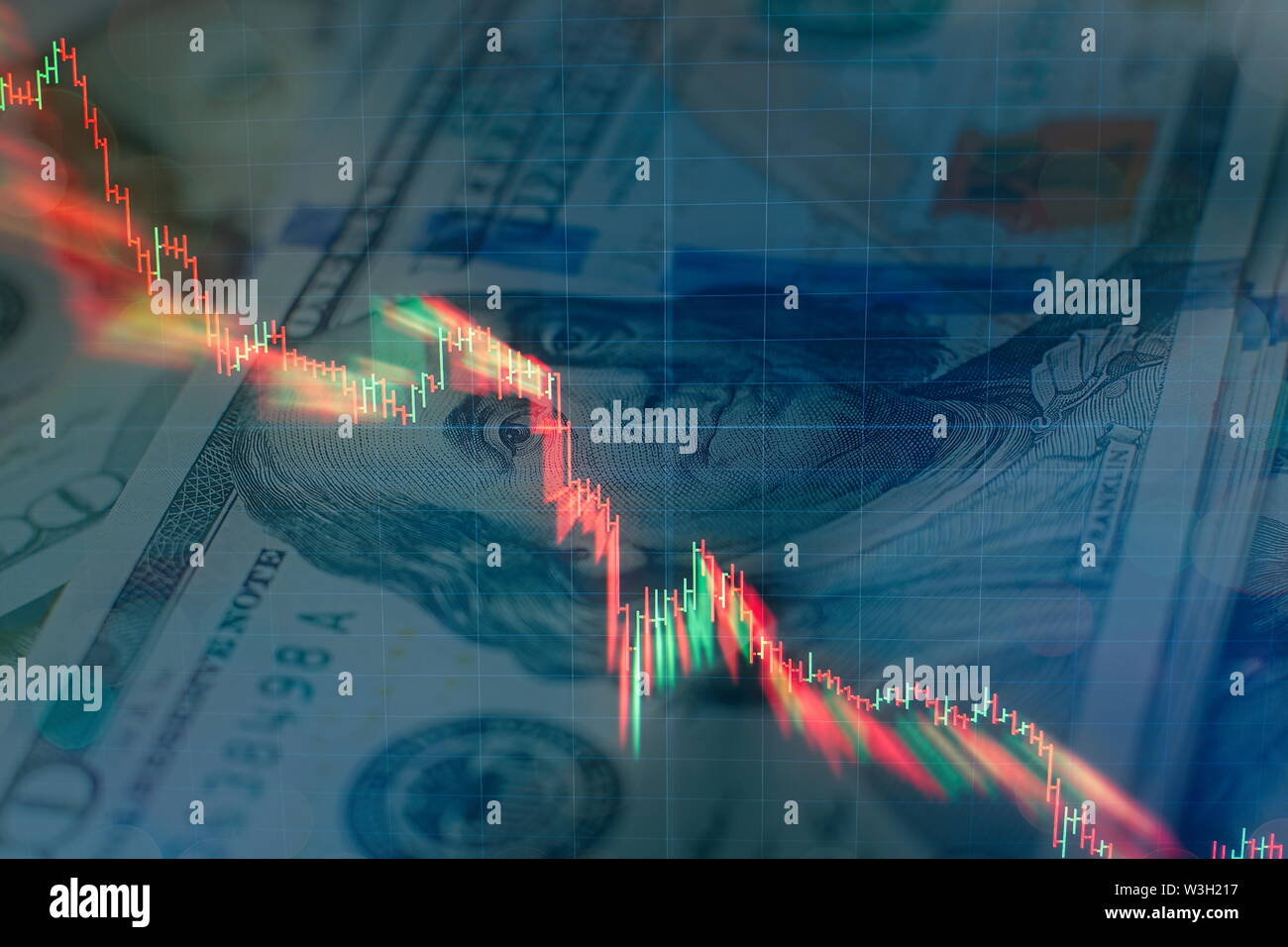 Economic graph with diagrams on the stock market, for business and ...