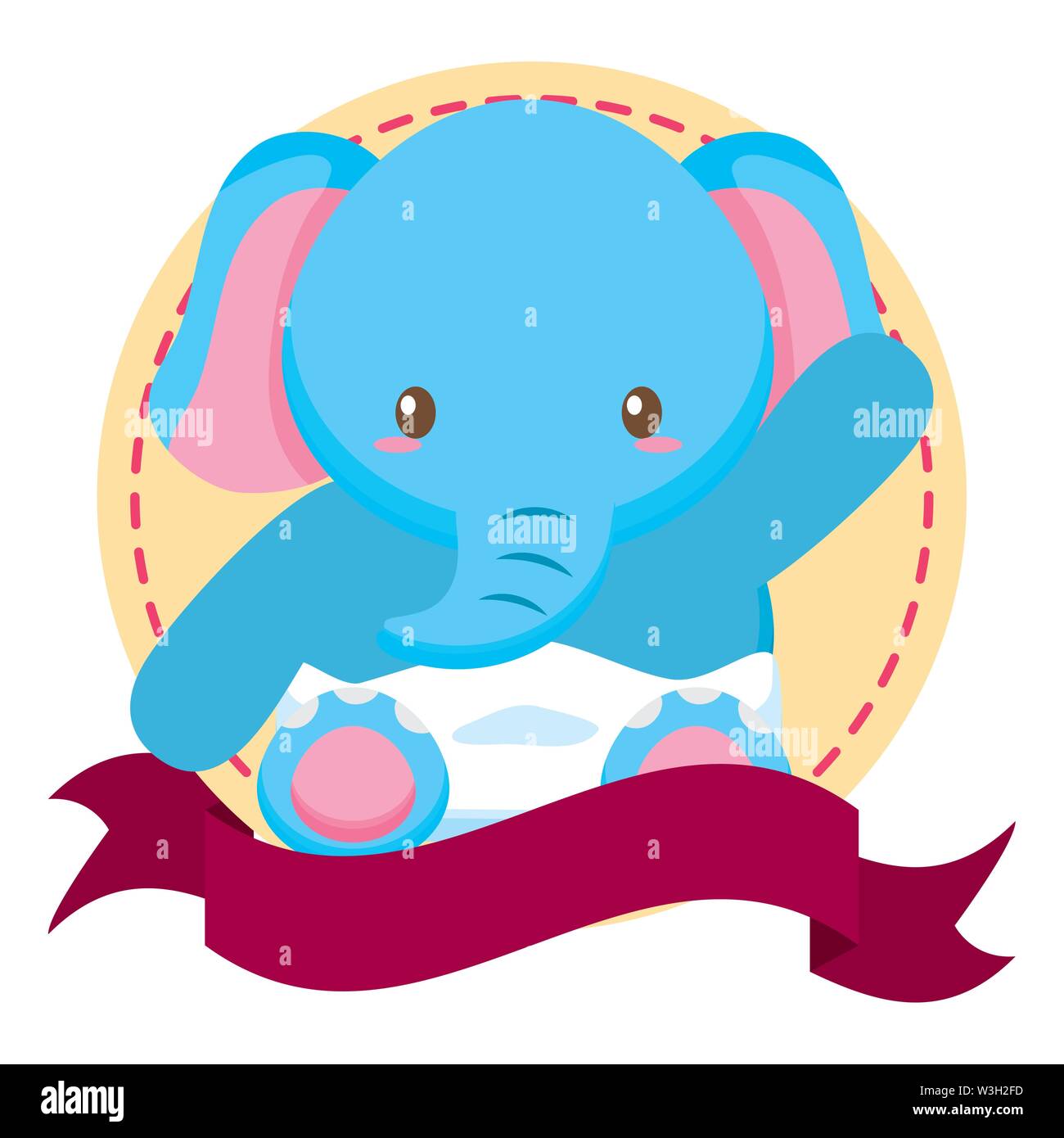 cute little elephant baby in frame with ribbon Stock Vector Image & Art ...