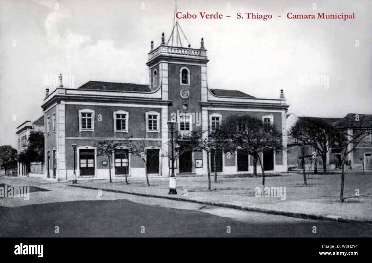 City Hall Praia Cape Verde (old postcard Stock Photo - Alamy