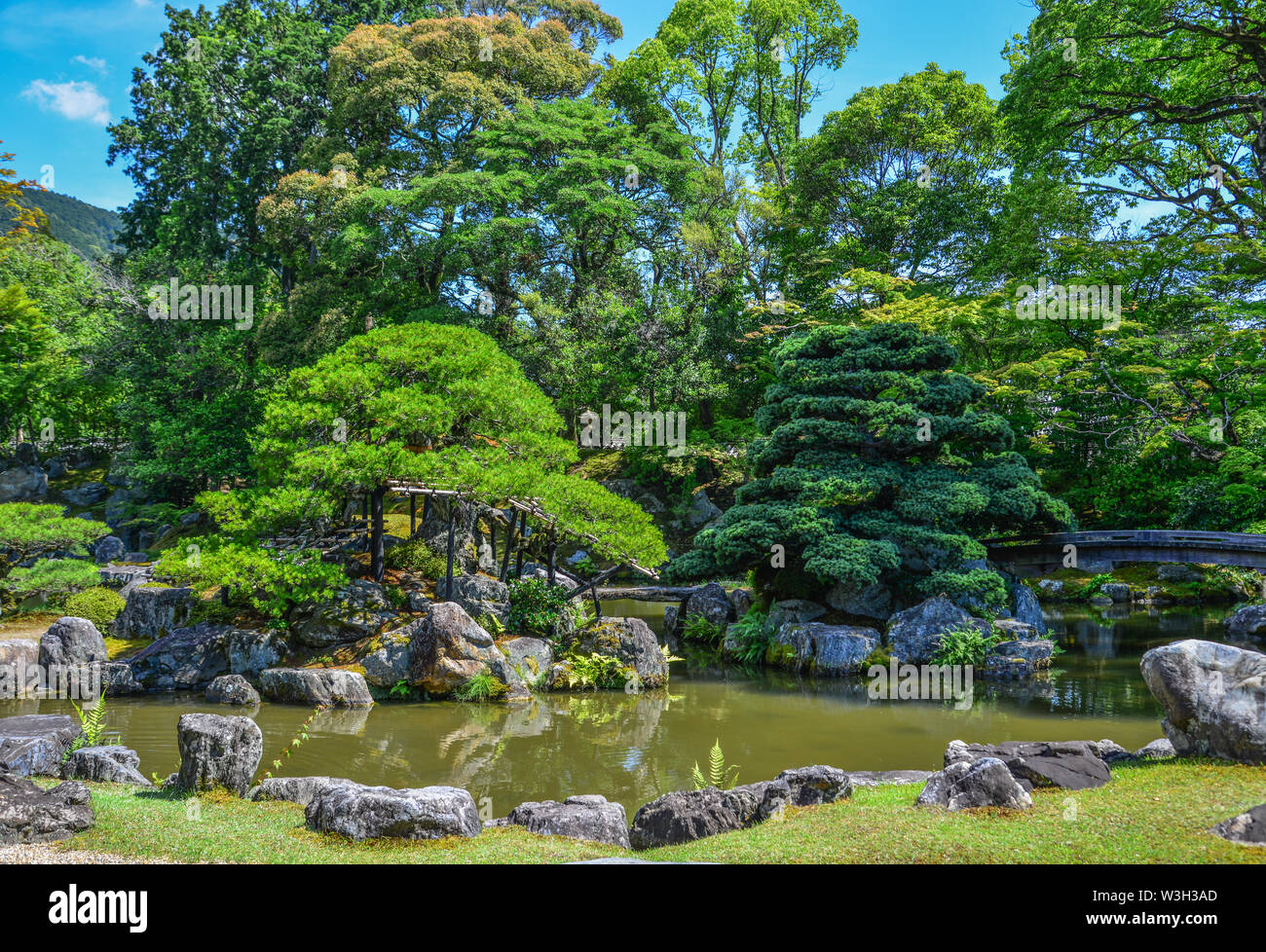 Idyllic landscape of Japanese garden at summer day Stock Photo - Alamy