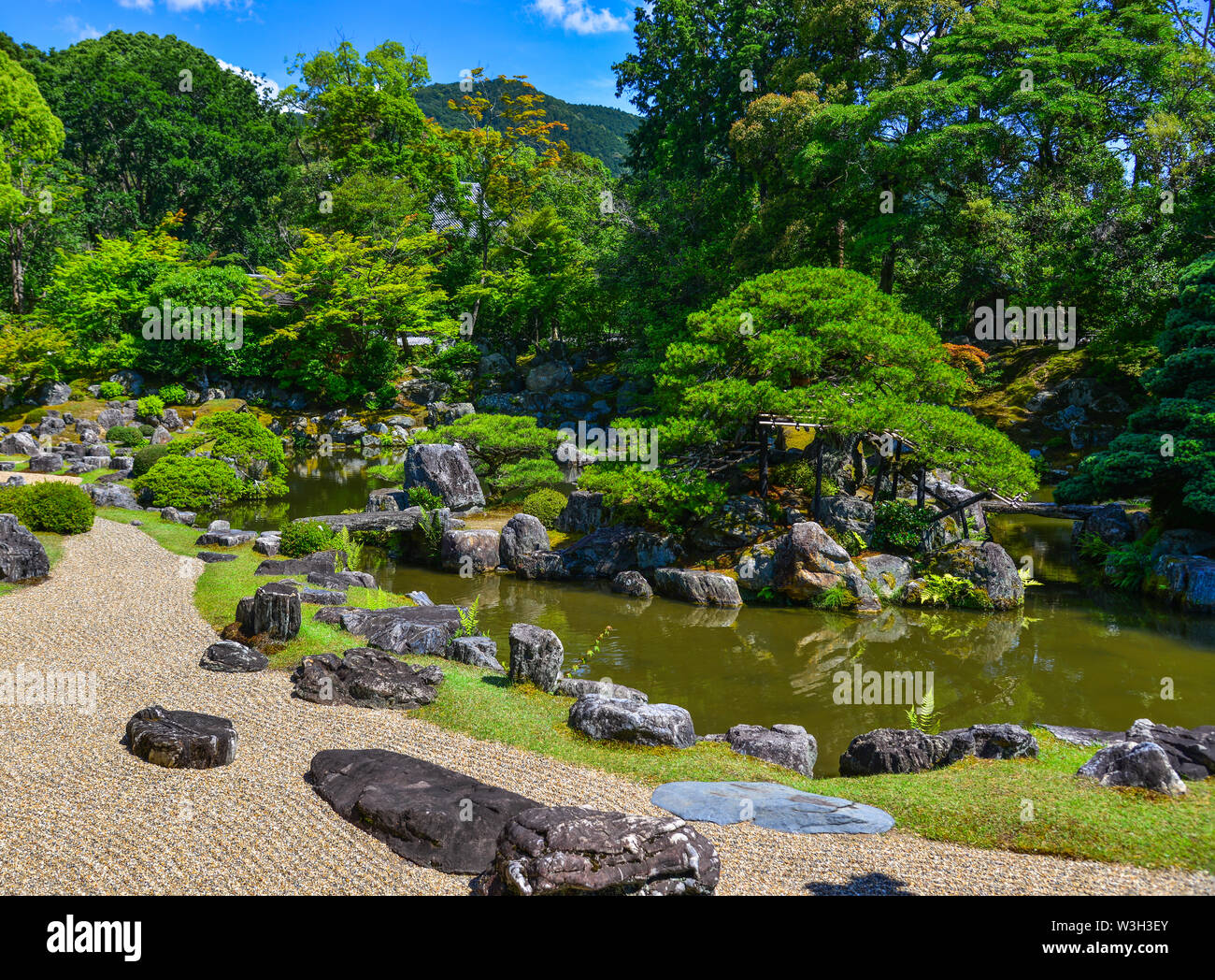 Idyllic landscape of Japanese garden at summer day Stock Photo - Alamy