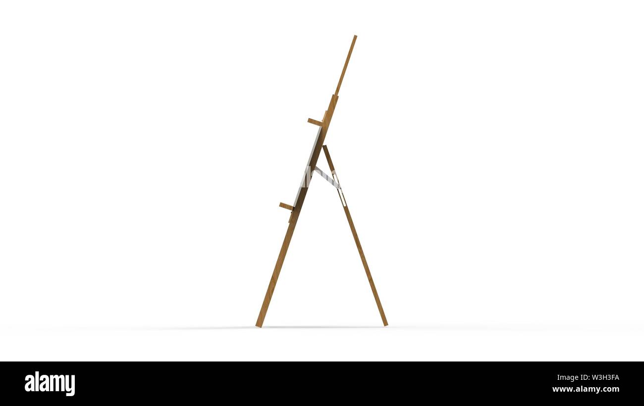 3d rendering animation of a painting easel in white studio background ...