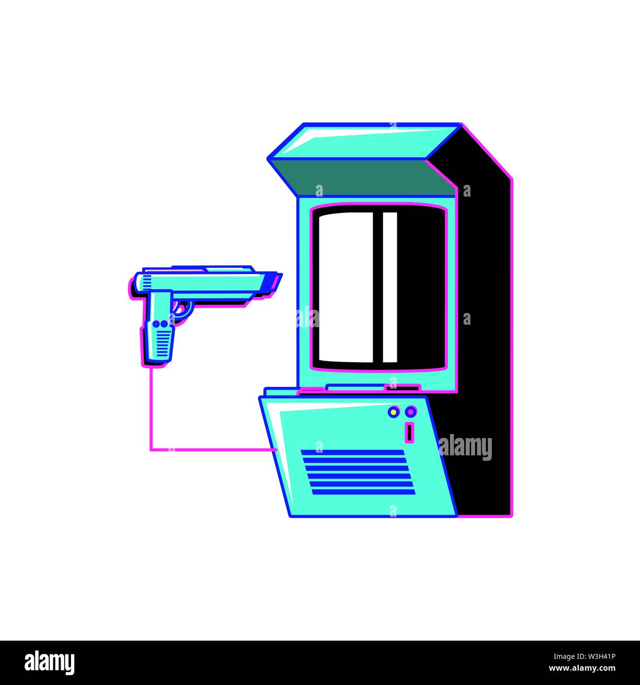 retro video game machine with gun vector illustration design Stock ...