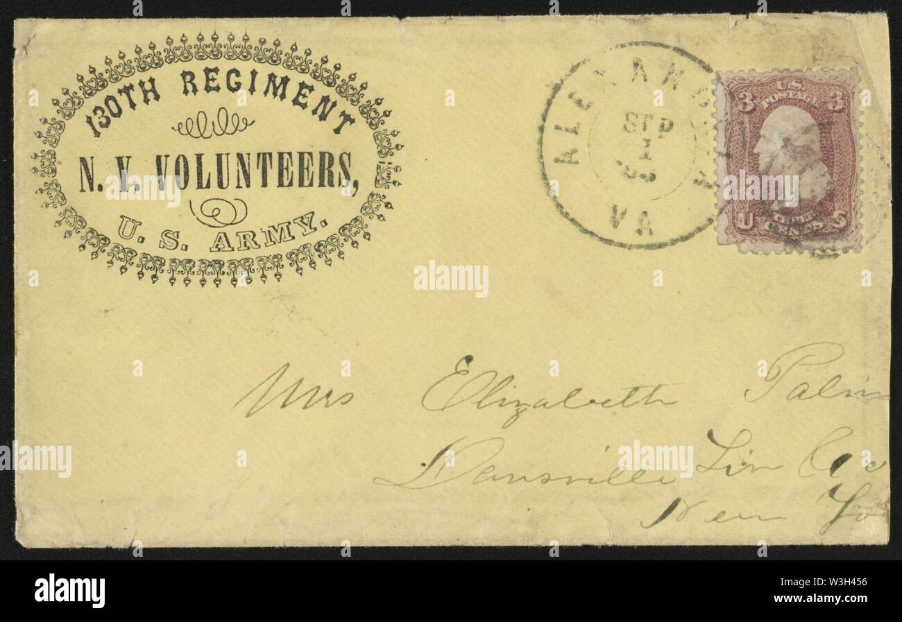 Civil War envelope for N.Y. Volunteers, 130th Regiment, U.S. Army Stock ...
