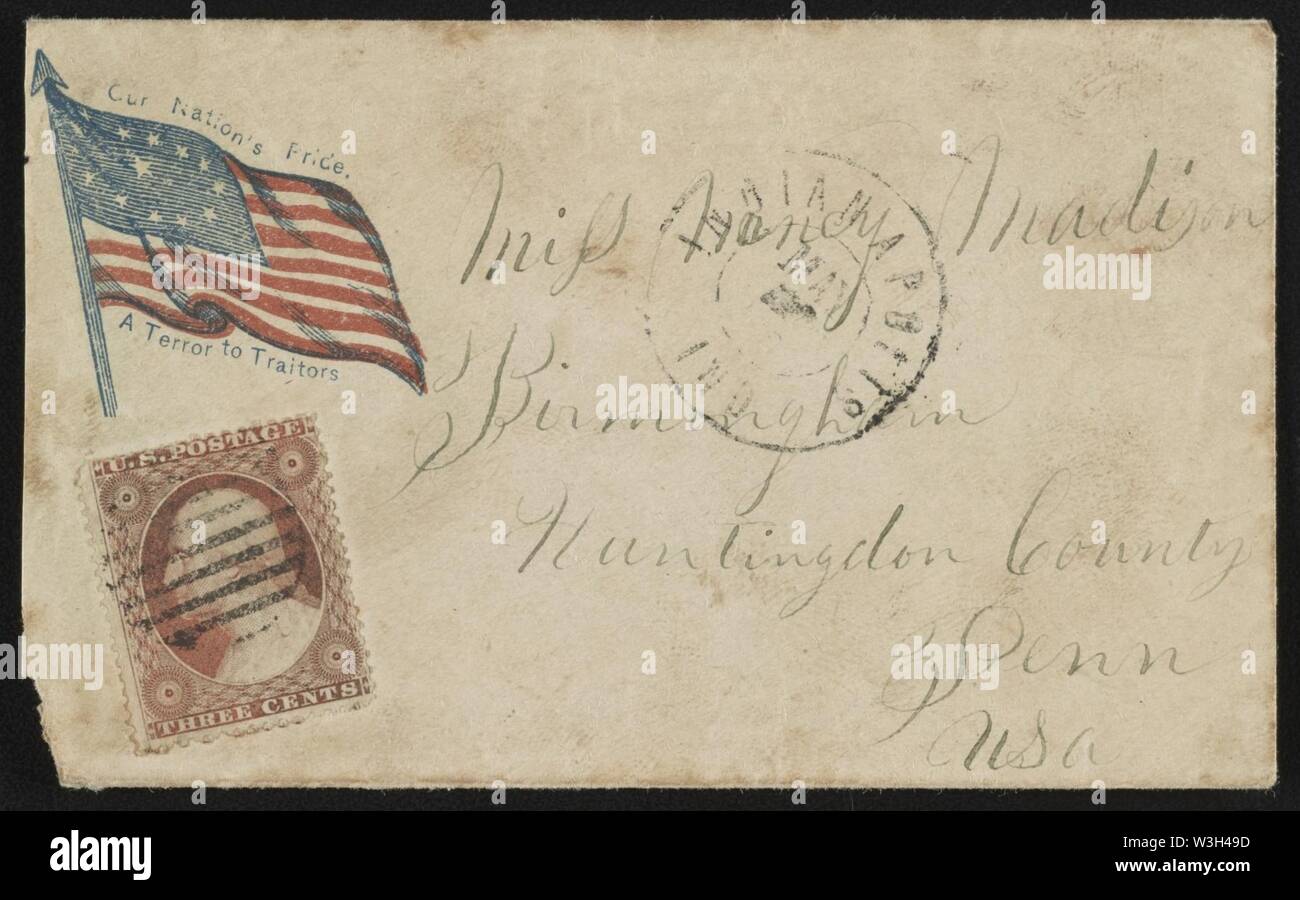 Civil War envelope showing American flag with message ‘Our nation's ...