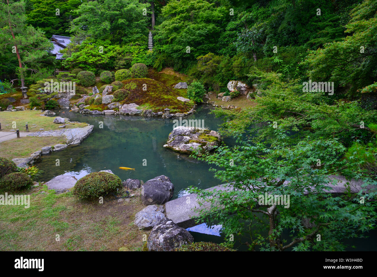 Idyllic landscape of Japanese garden at summer day Stock Photo - Alamy