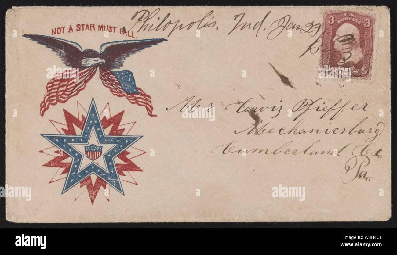 Civil War envelope showing eagle with American flag above star design ...