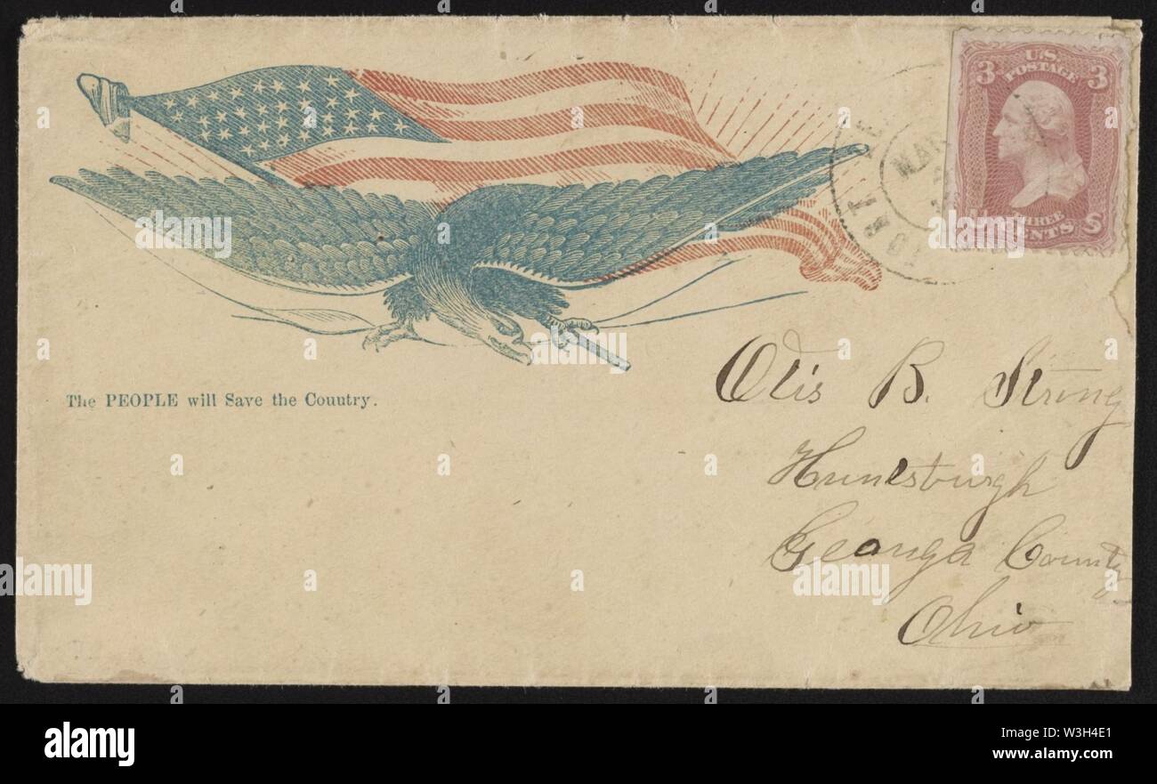 Civil War envelope showing eagle with American flag and stalk of wheat ...
