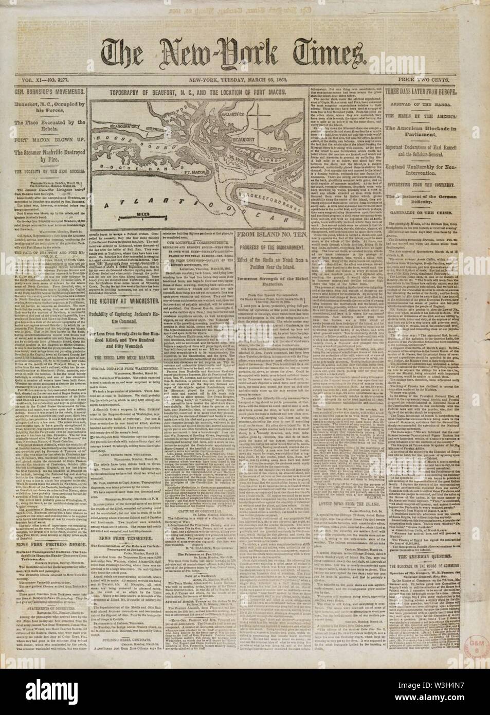 Civil War newspaper maps from the New York times and the New York herald Stock Photo - Alamy