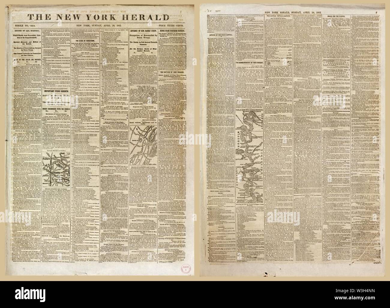 Civil war newspaper maps hi-res stock photography and images - Alamy