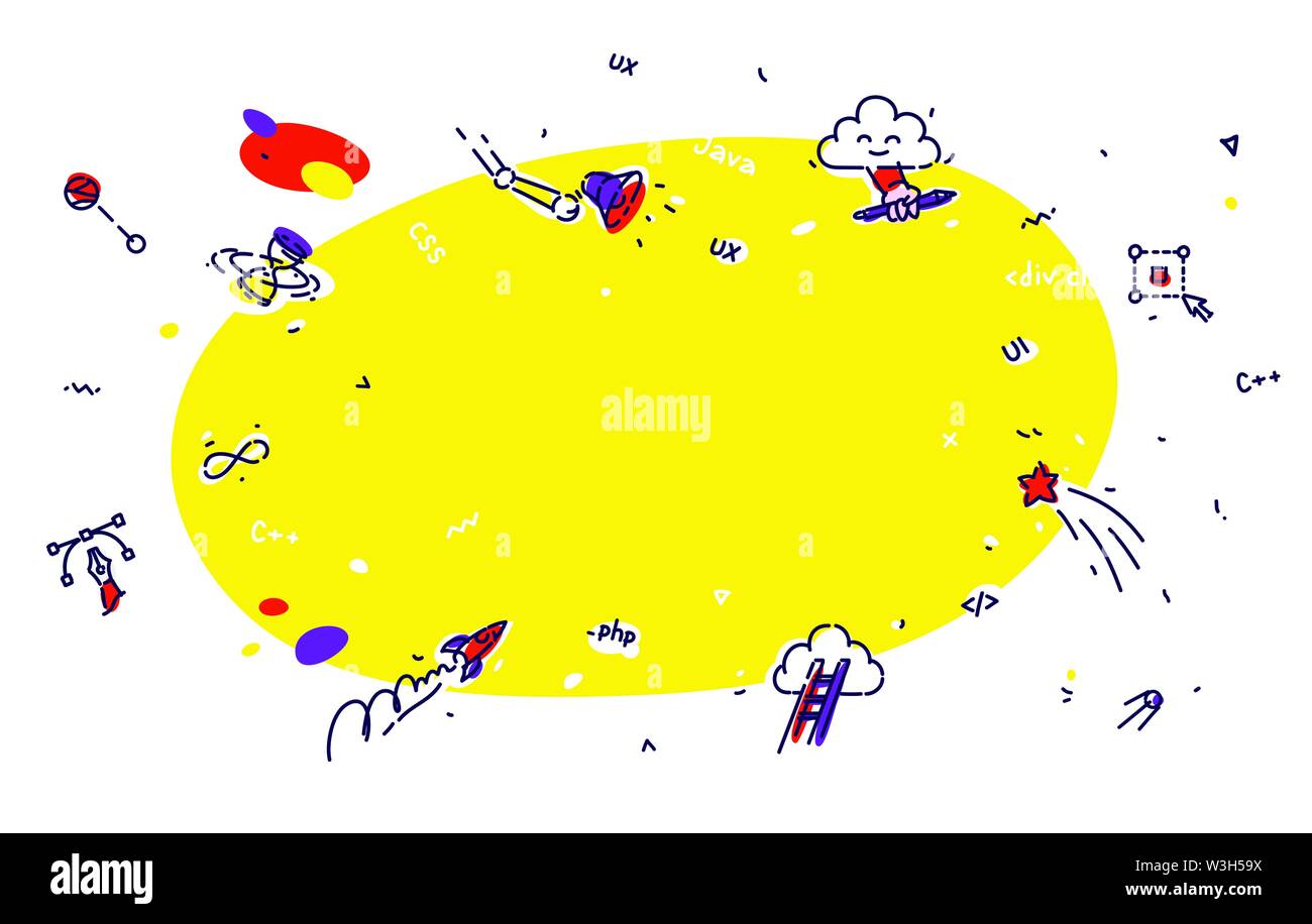 Basic business, internet web interface linear concepts, vector thin ...