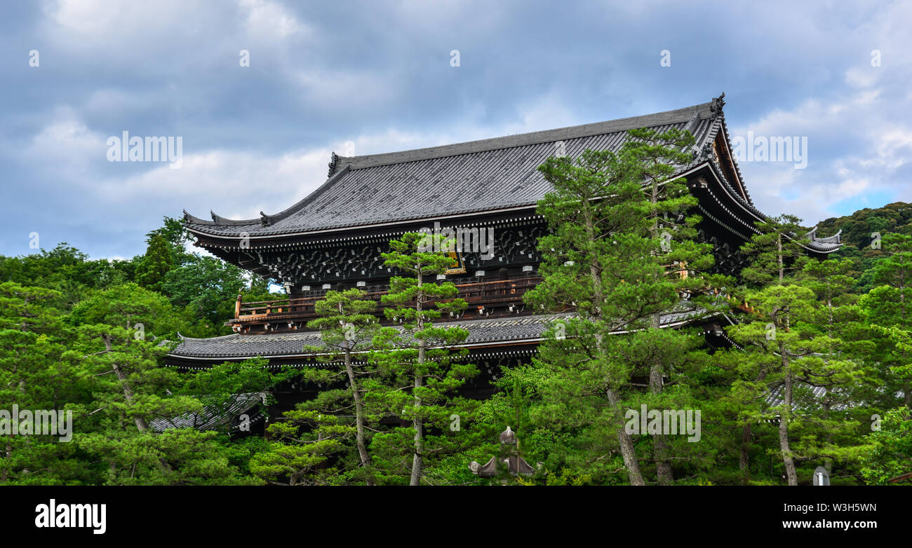Kyoto, Japan - Jun 24, 2019. Ancient temple with huge trees in Kyoto ...