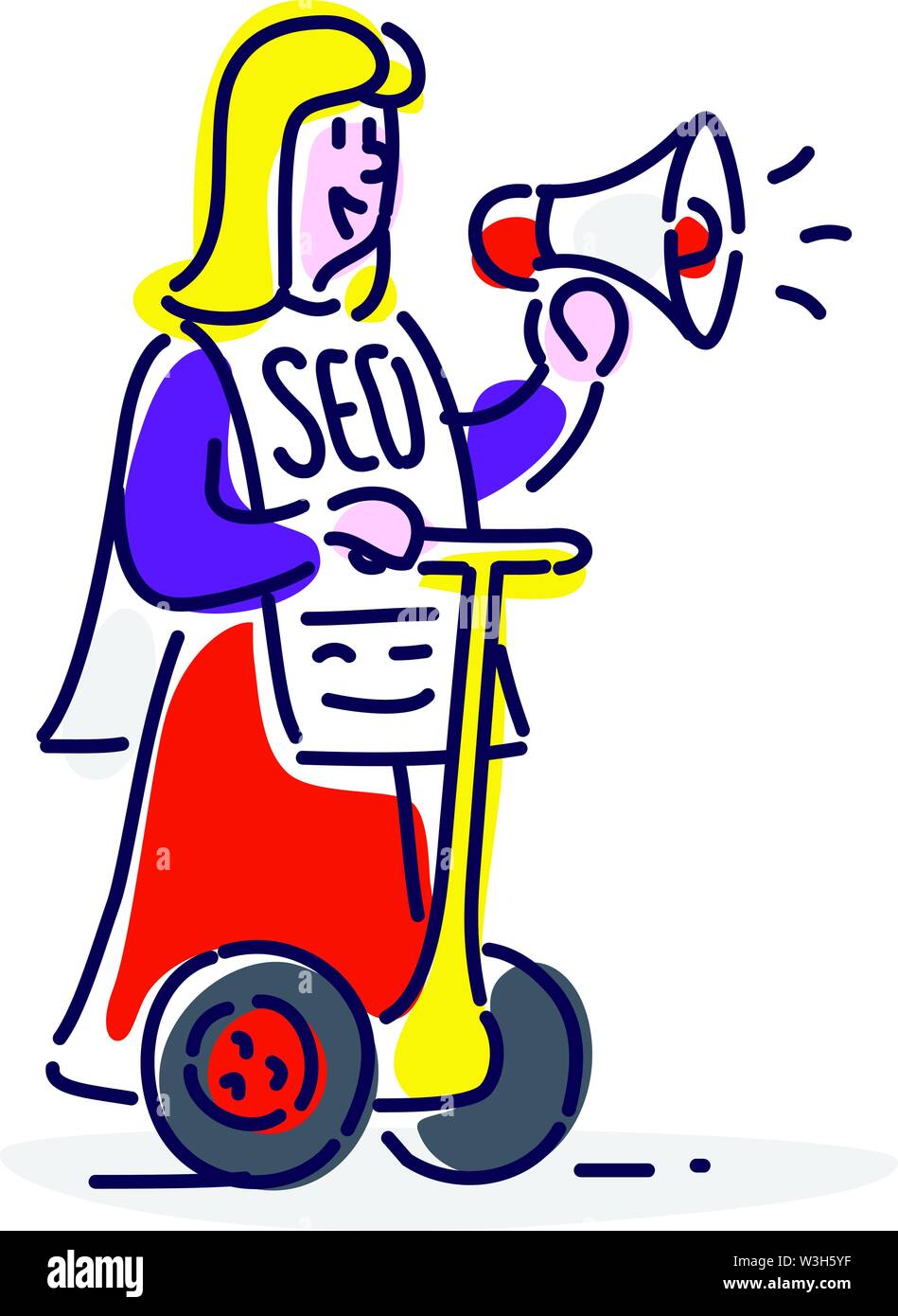 Advertiser in the style of the cartoon.Isolated object on white ...