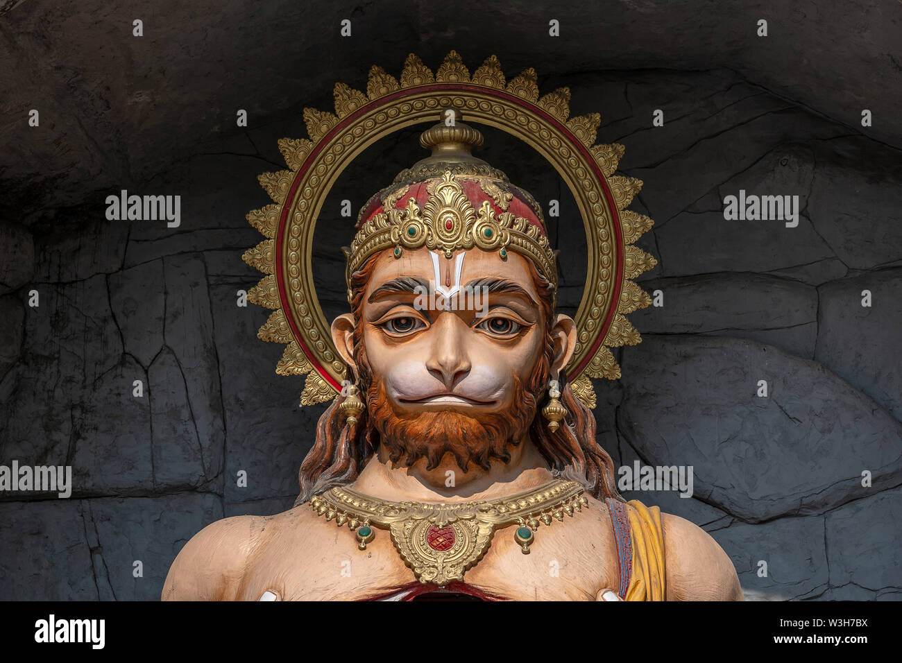 Hanuman statue, Hindu idol near Ganges River, Rishikesh, India. Sacred ...