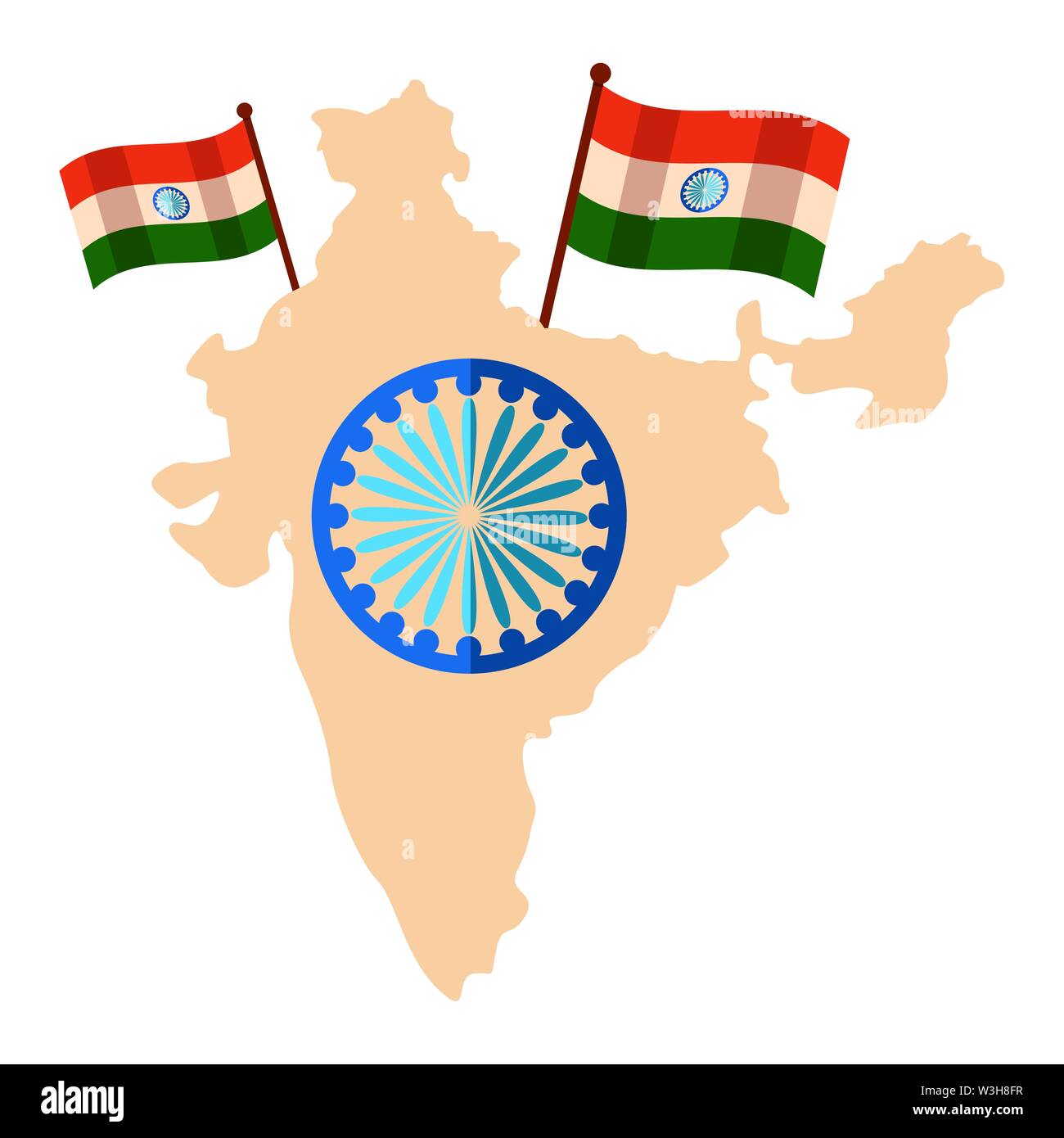 indian flags with map and ashoka chakra Stock Vector Image & Art - Alamy
