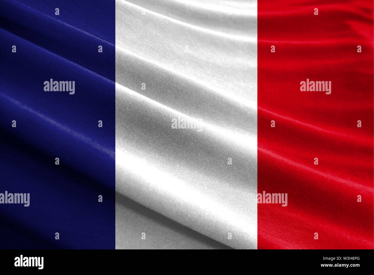 Realistic flag of France on the wavy surface of fabric Stock Photo - Alamy