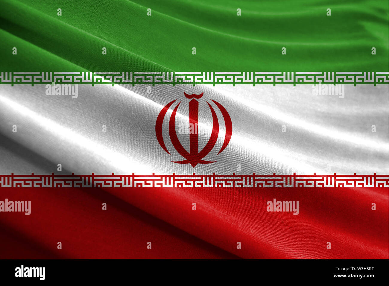 Realistic flag of Iran on the wavy surface of fabric Stock Photo - Alamy
