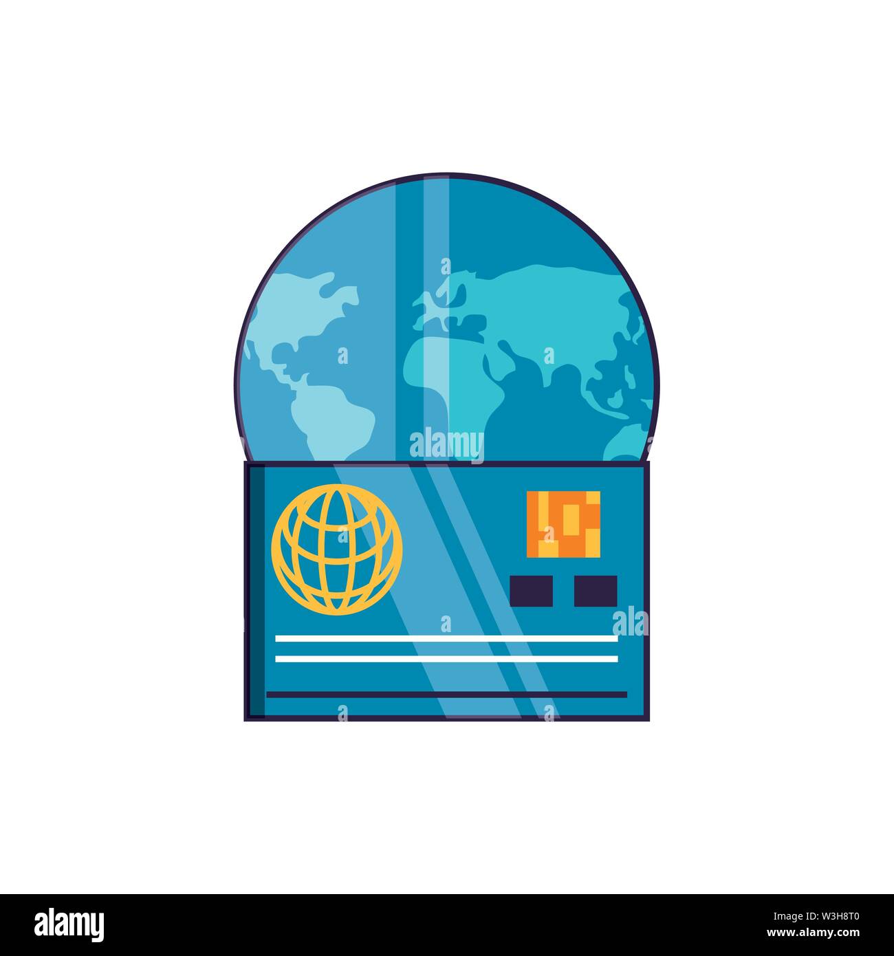 world planet earth with credit card vector illustration design Stock ...