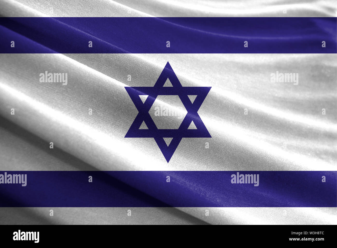 Realistic flag of Israel on the wavy surface of fabric Stock Photo - Alamy