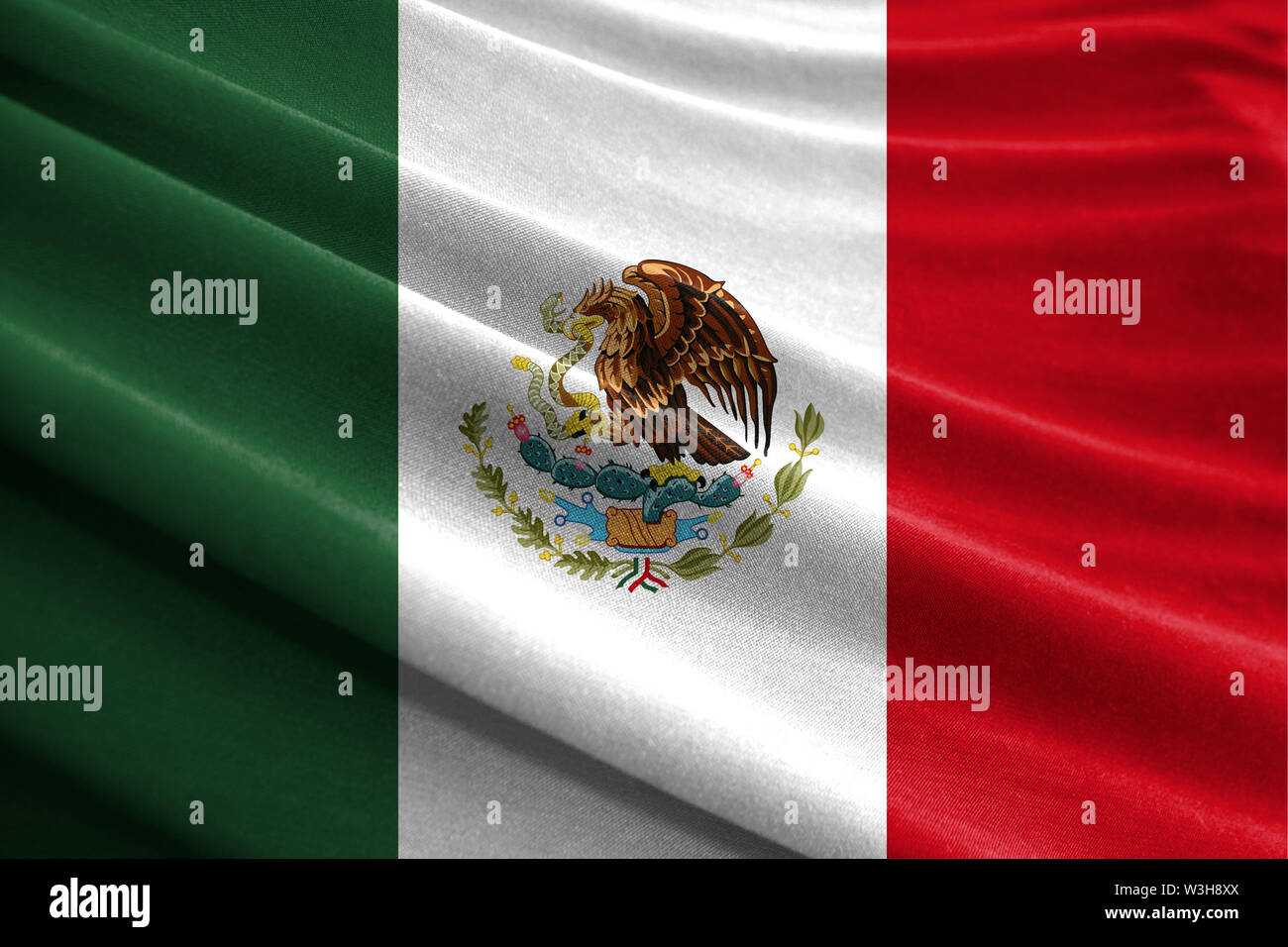 Realistic flag of Mexico on the wavy surface of fabric Stock Photo - Alamy