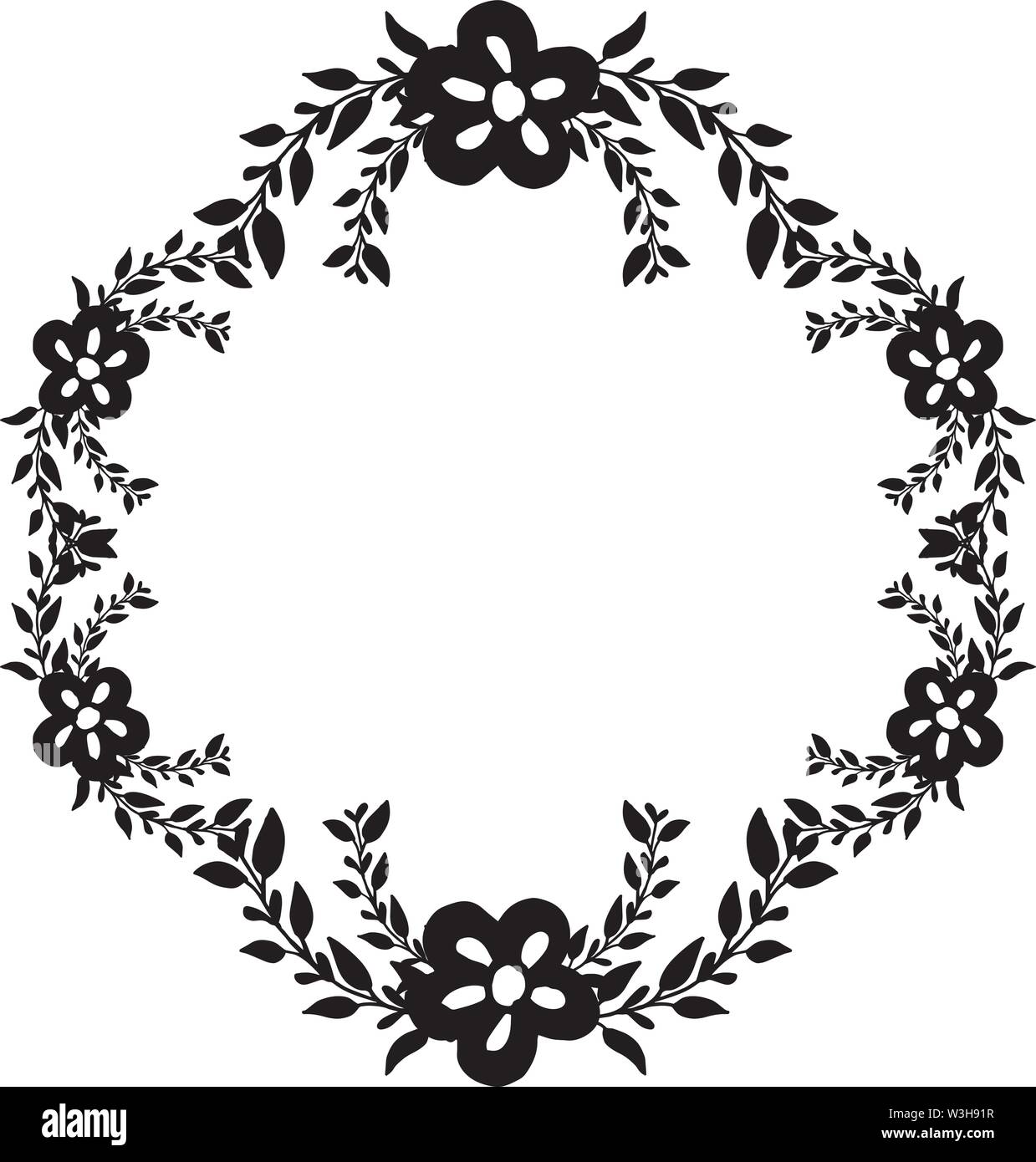 Shape of card, ornament floral frame, with cute flower and leaf. Vector ...