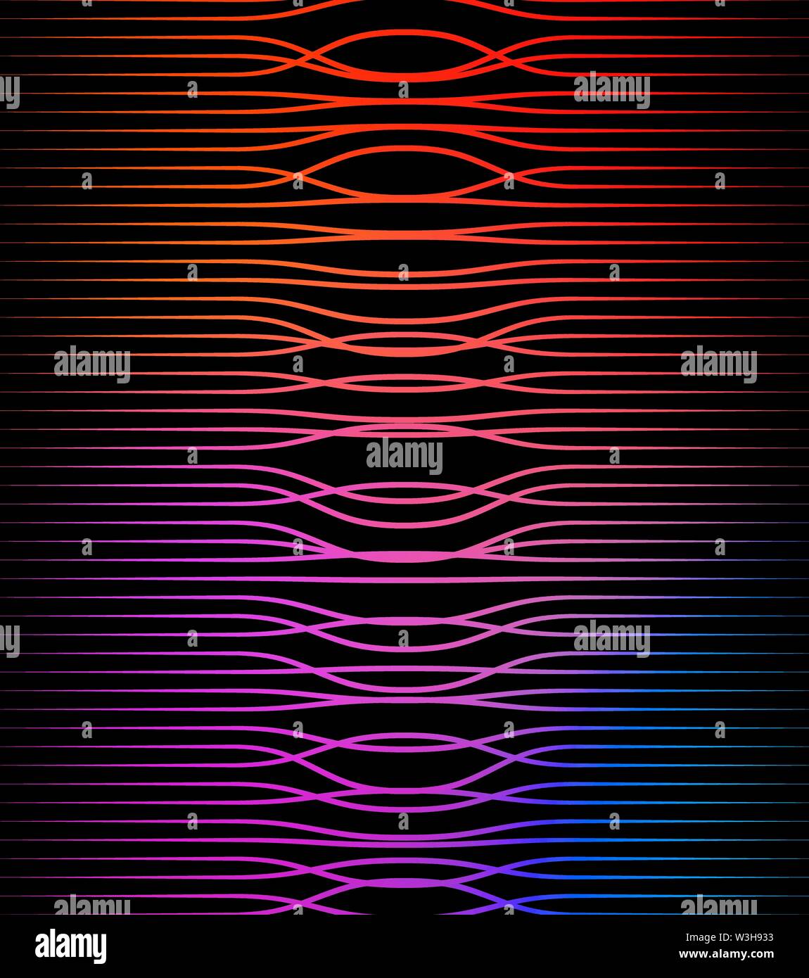 Colorful sound waves, curved lines. Print. Waving beautiful horizontal ...