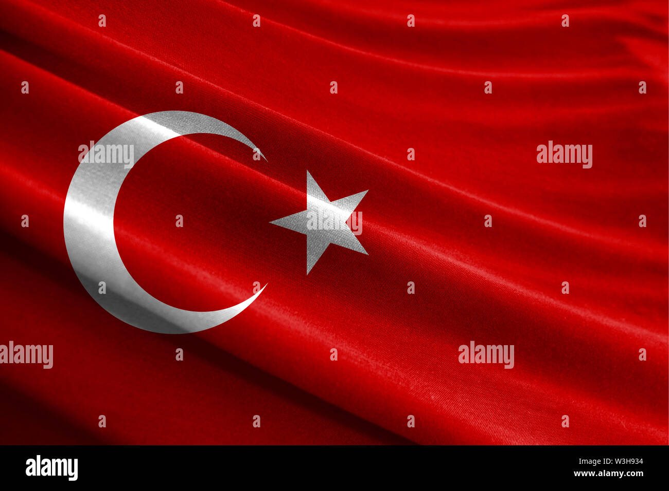 Realistic flag of Turkey on the wavy surface of fabric Stock Photo - Alamy