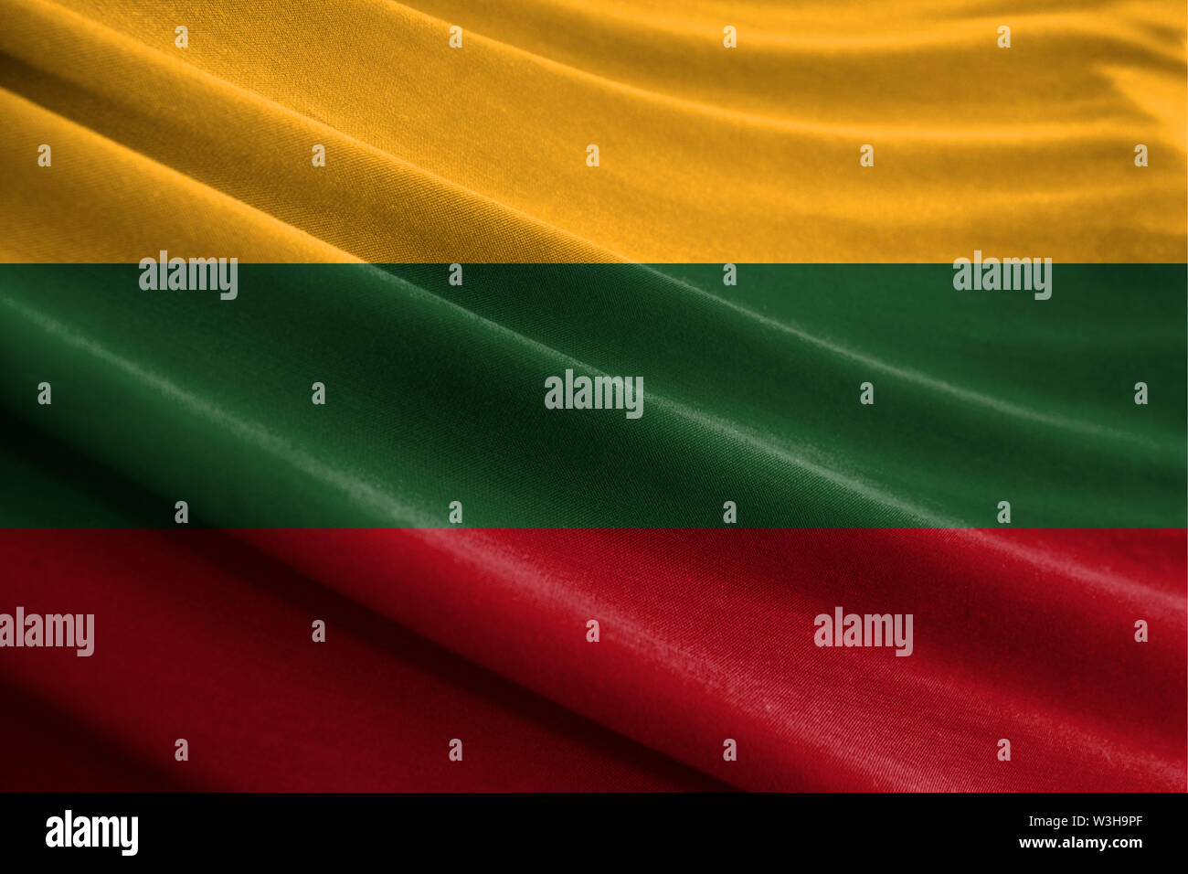 Realistic flag of Lithuania on the wavy surface of fabric Stock Photo ...