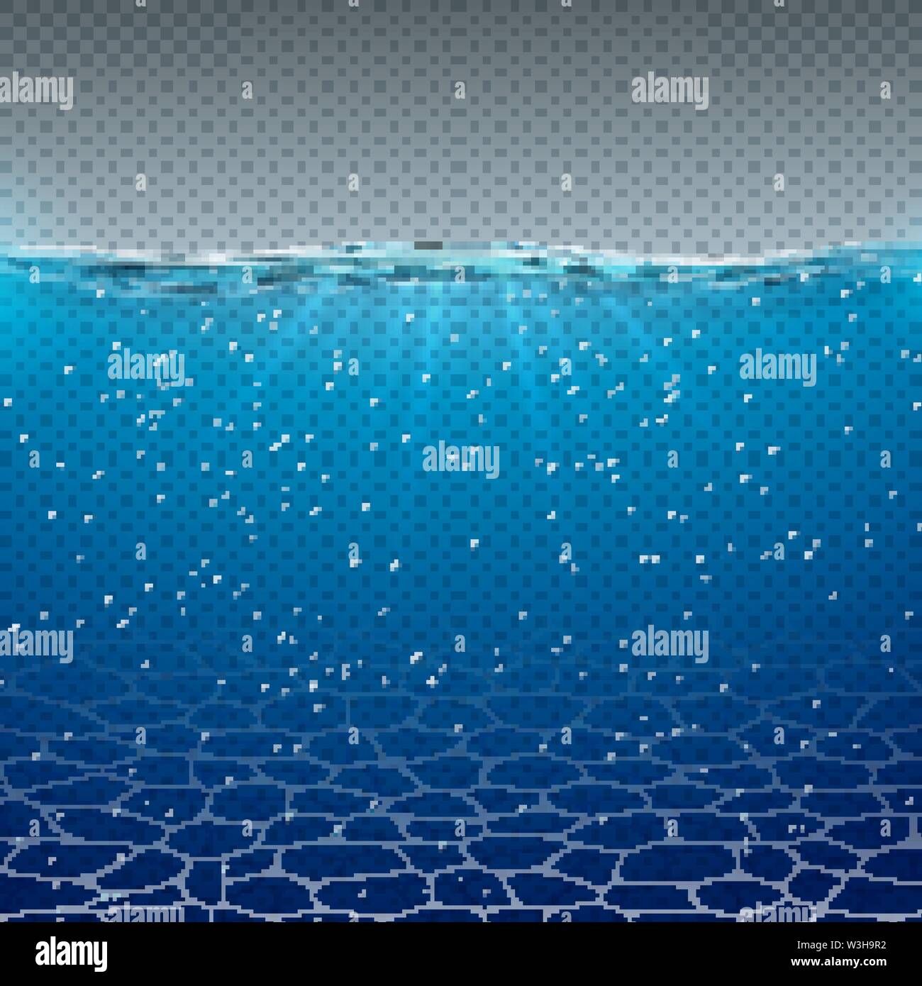 Vector underwater blue ocean background design on transparent ...
