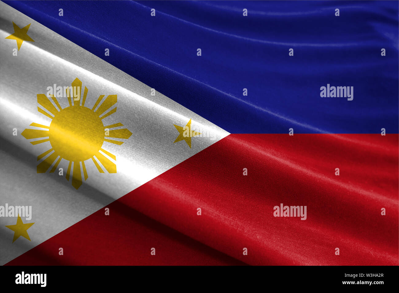 Realistic flag of Philippines on the wavy surface of fabric Stock Photo ...