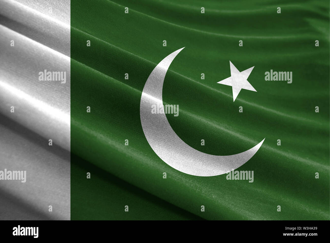 Realistic flag of Pakistan on the wavy surface of fabric Stock Photo ...