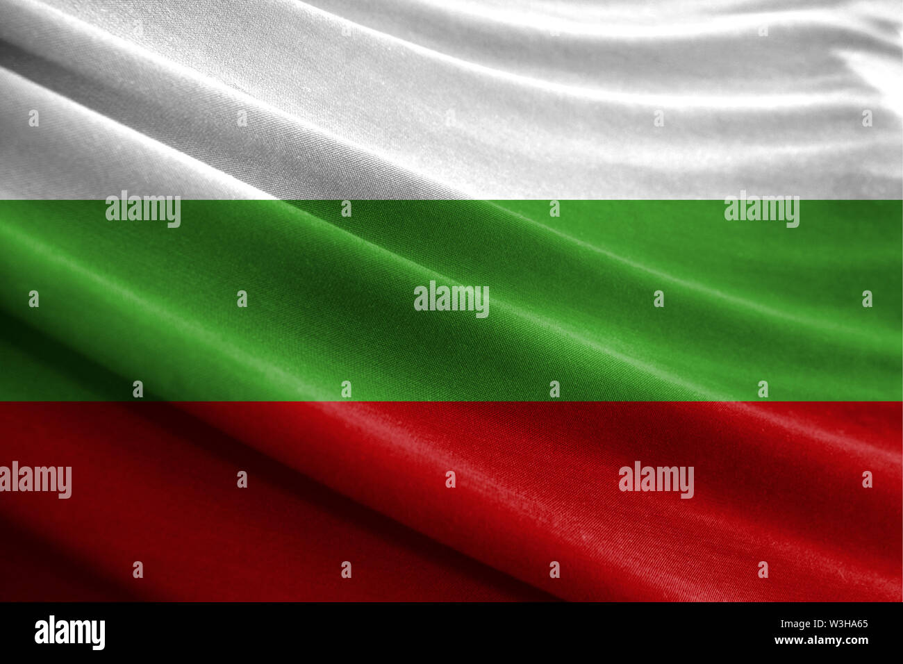 Realistic flag of Bulgaria on the wavy surface of fabric Stock Photo ...