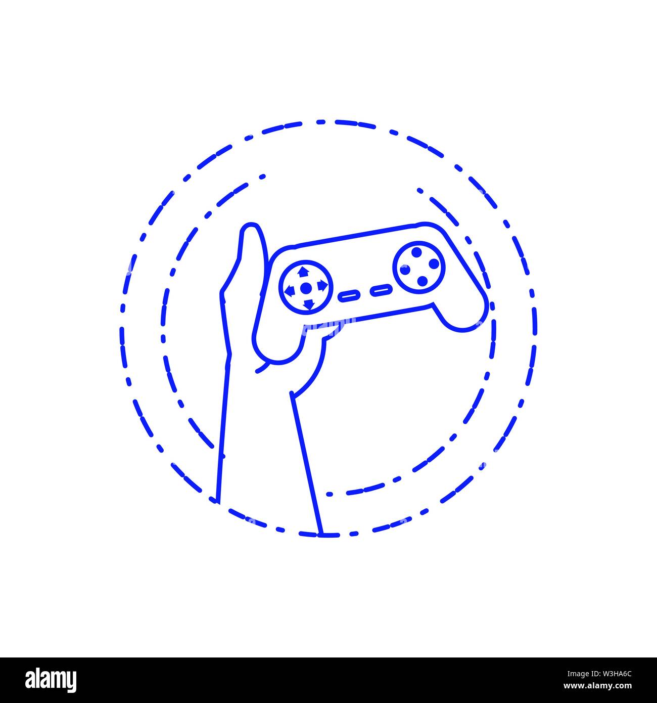 hand user with video game control retro vector illustration design ...