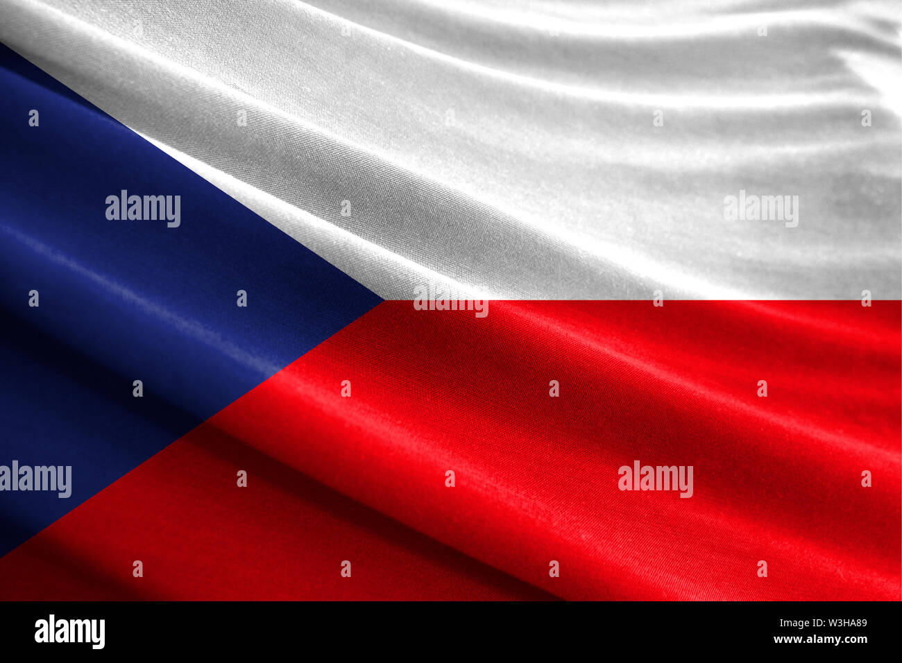 Realistic flag of Czech Republic on the wavy surface of fabric Stock ...