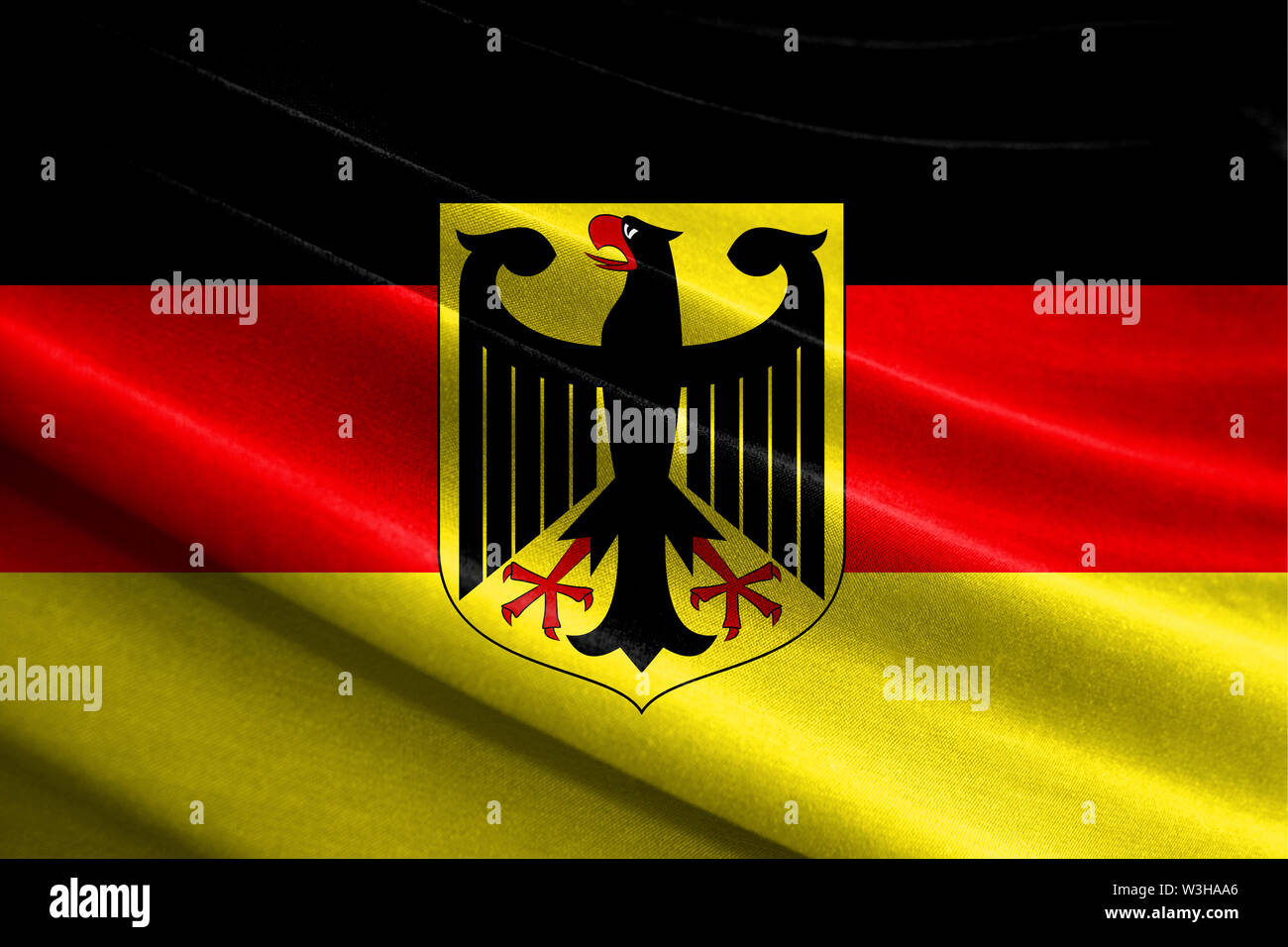 Realistic flag of Germany on the wavy surface of fabric Stock Photo - Alamy